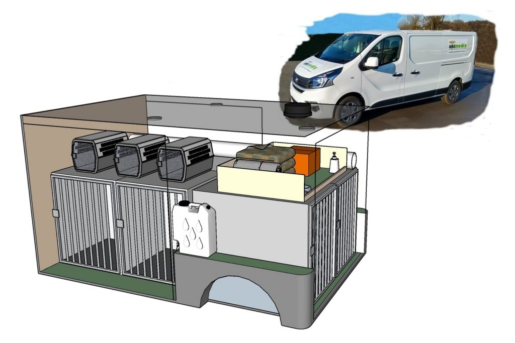 Dog van from Animedix is designed for short distance travel.